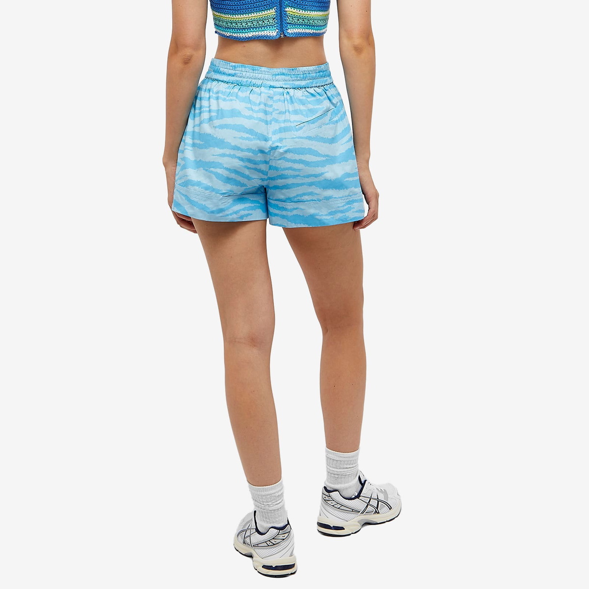 GANNI Women's Elasticated Shorts in Ethereal Blue GANNI