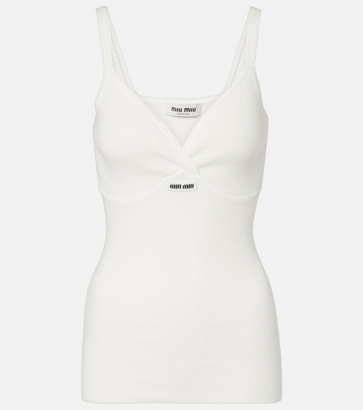 Miu Miu Lace-trimmed cotton top Miu Miu