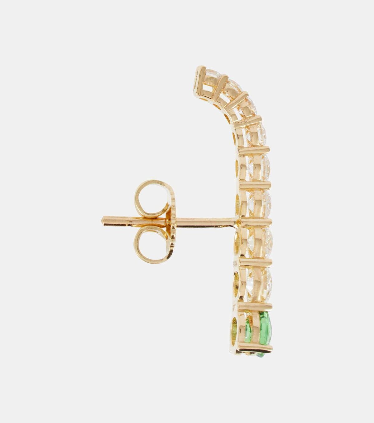 Melissa Kaye Aria 18kt yellow gold earring with diamonds and garnet ...