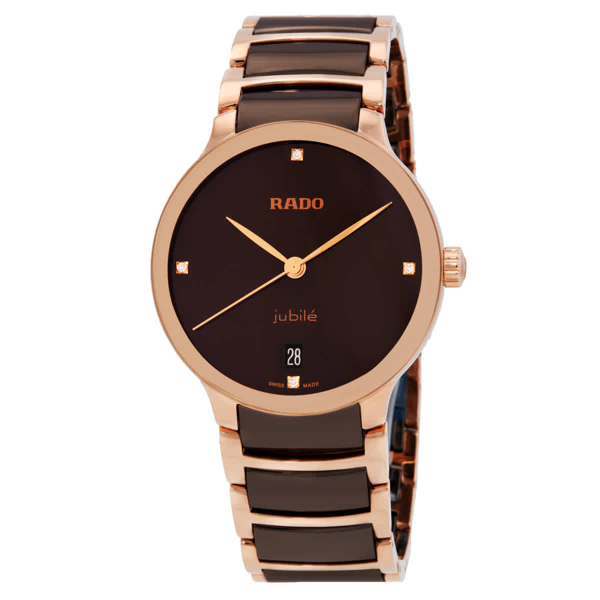 Rado Centrix Quartz Diamond Brown Dial Ladies Watch R30038712 Rado