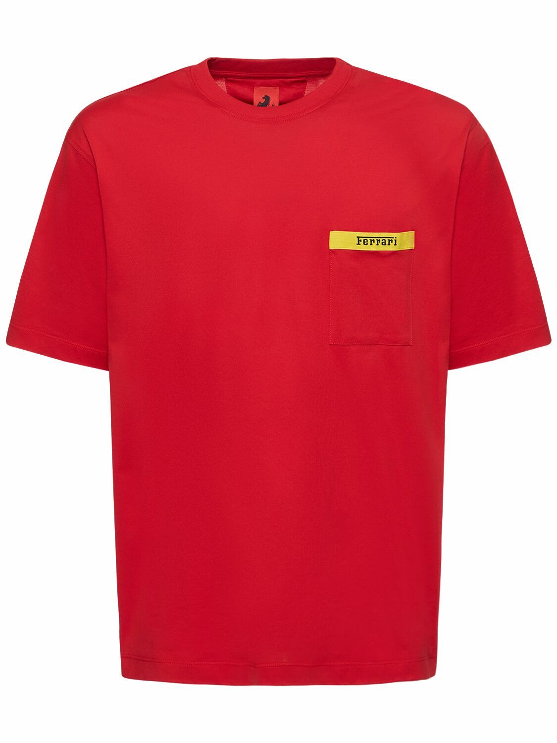 FERRARI - Logo Cotton Jersey T-shirt W/pocket Ferrari
