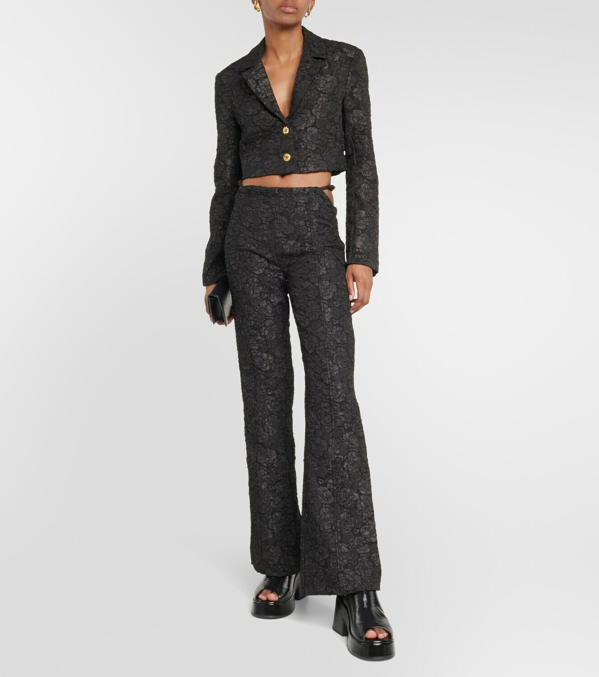 Ganni Jacquard low-rise flared pants GANNI