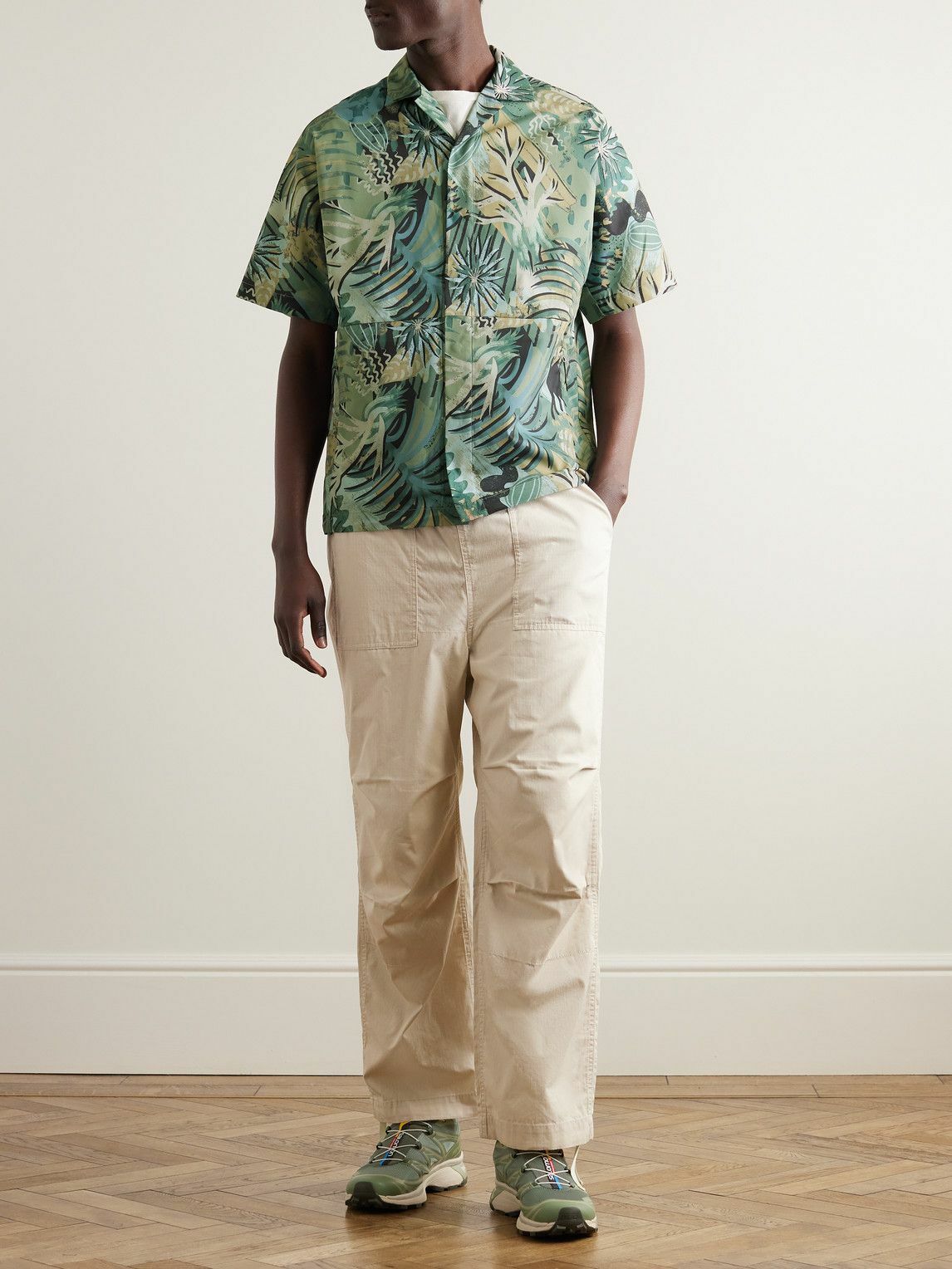 Snow Peak - Camp-Collar Printed Voile Shirt - Blue Snow Peak