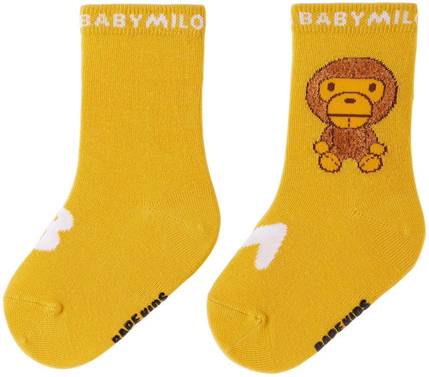 BAPE Kids Yellow Baby Milo Socks A Bathing Ape