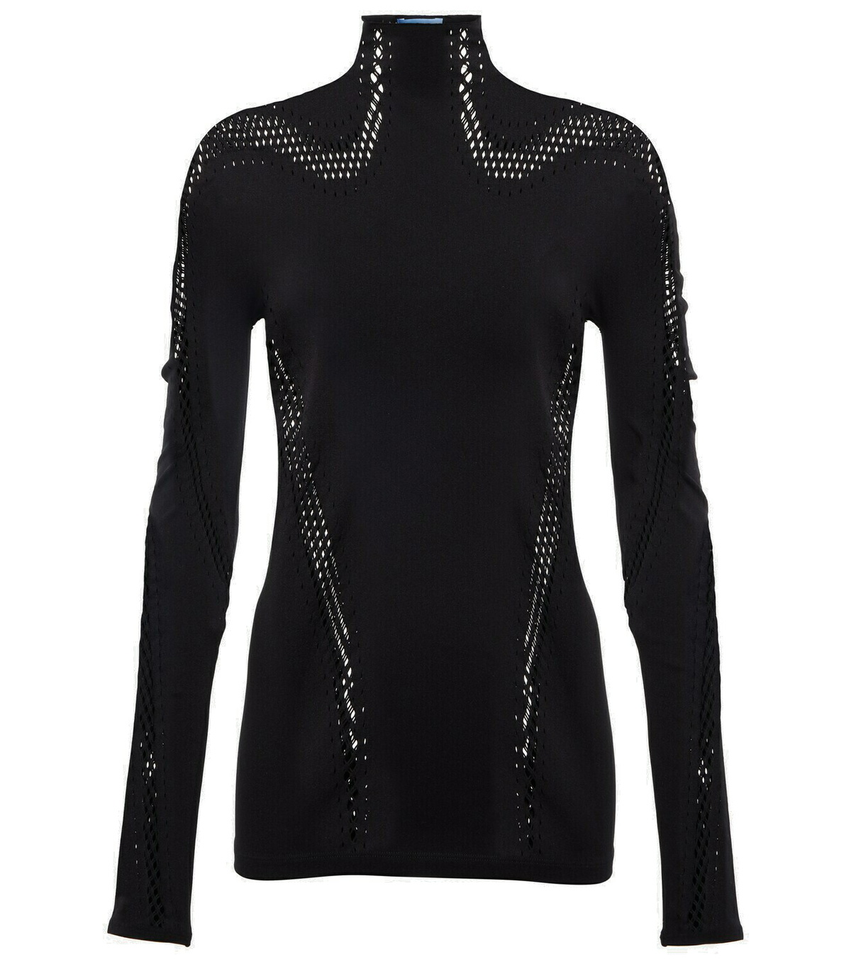 Mugler - Open-knit high-neck mesh top Mugler