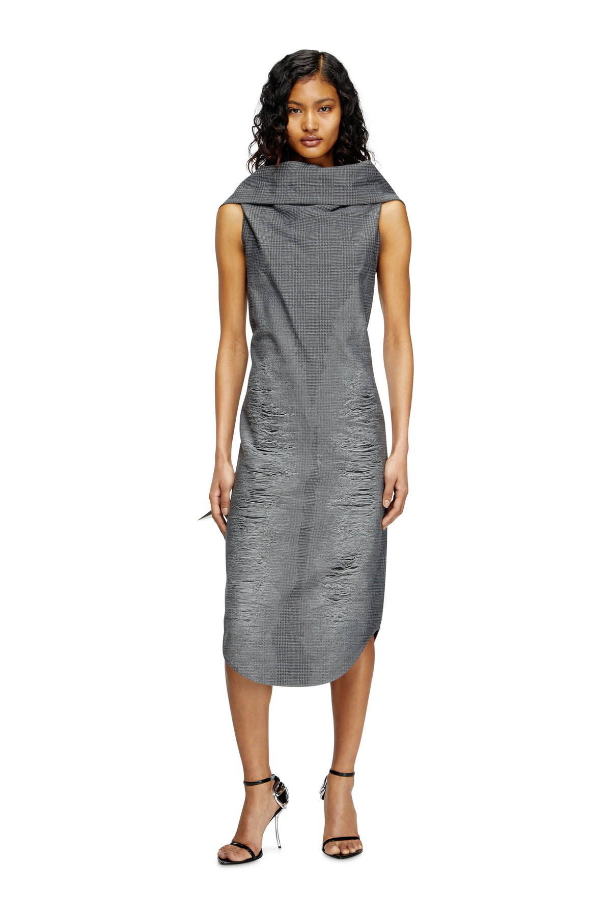 Diesel Prince of Wales midi dress with distressing - Dresses Womens in ...