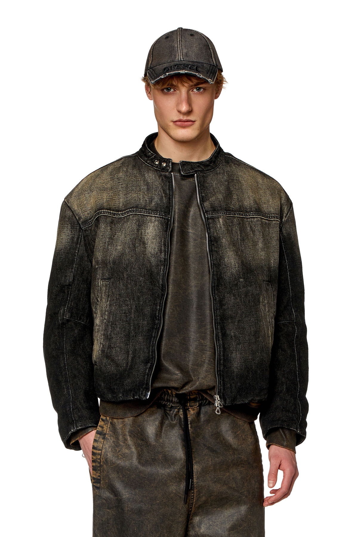 Diesel Denim jacket in cotton and hemp - Denim Jackets Mens in Black Diesel