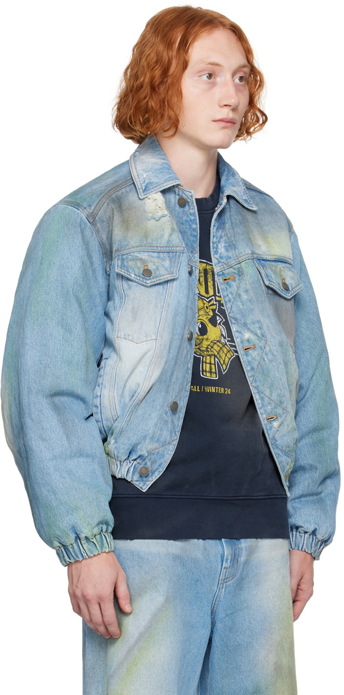 EGONlab Blue Padded Denim Bomber Jacket EGONlab