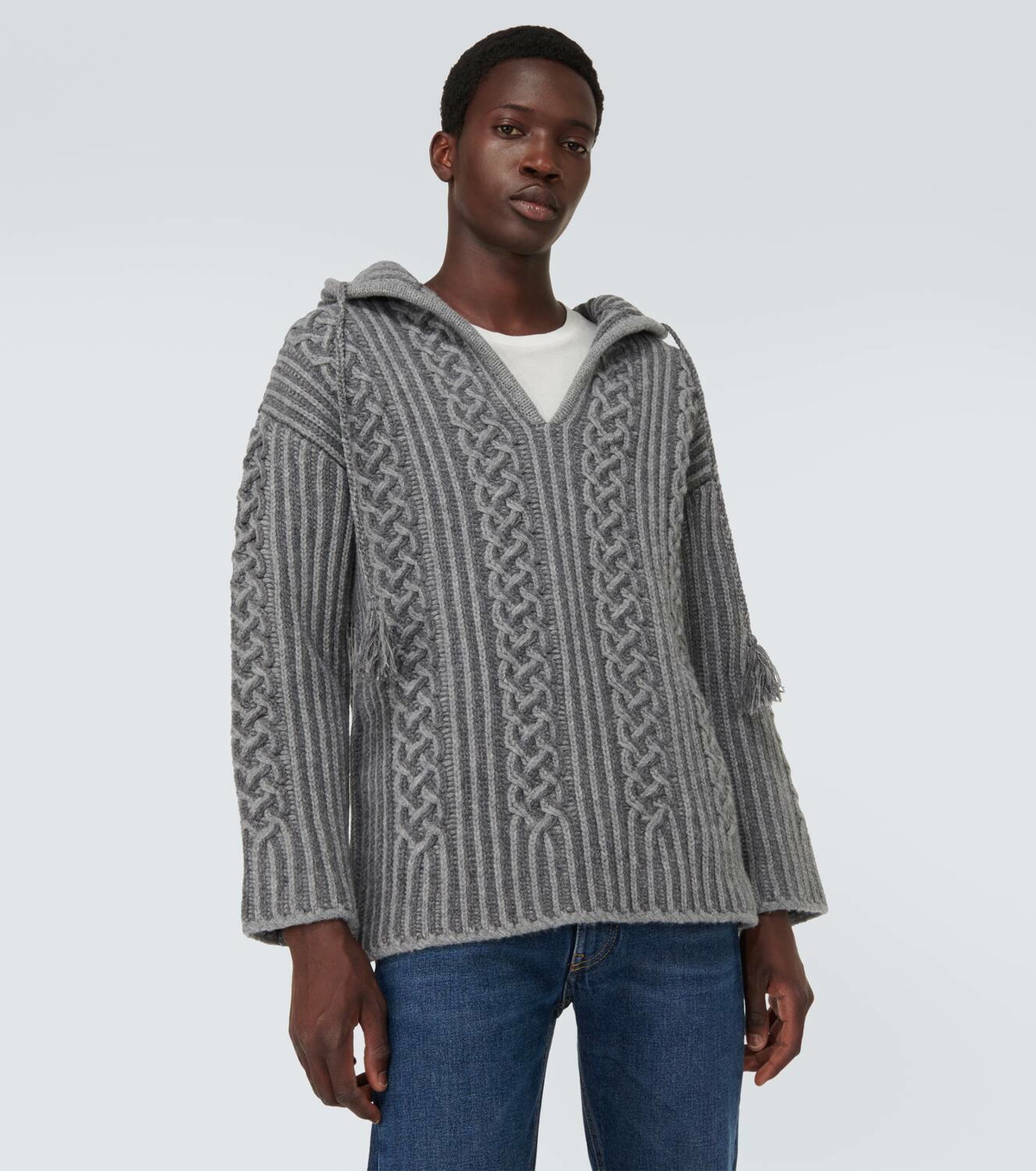 Alanui Cable-knit virgin wool hoodie Alanui