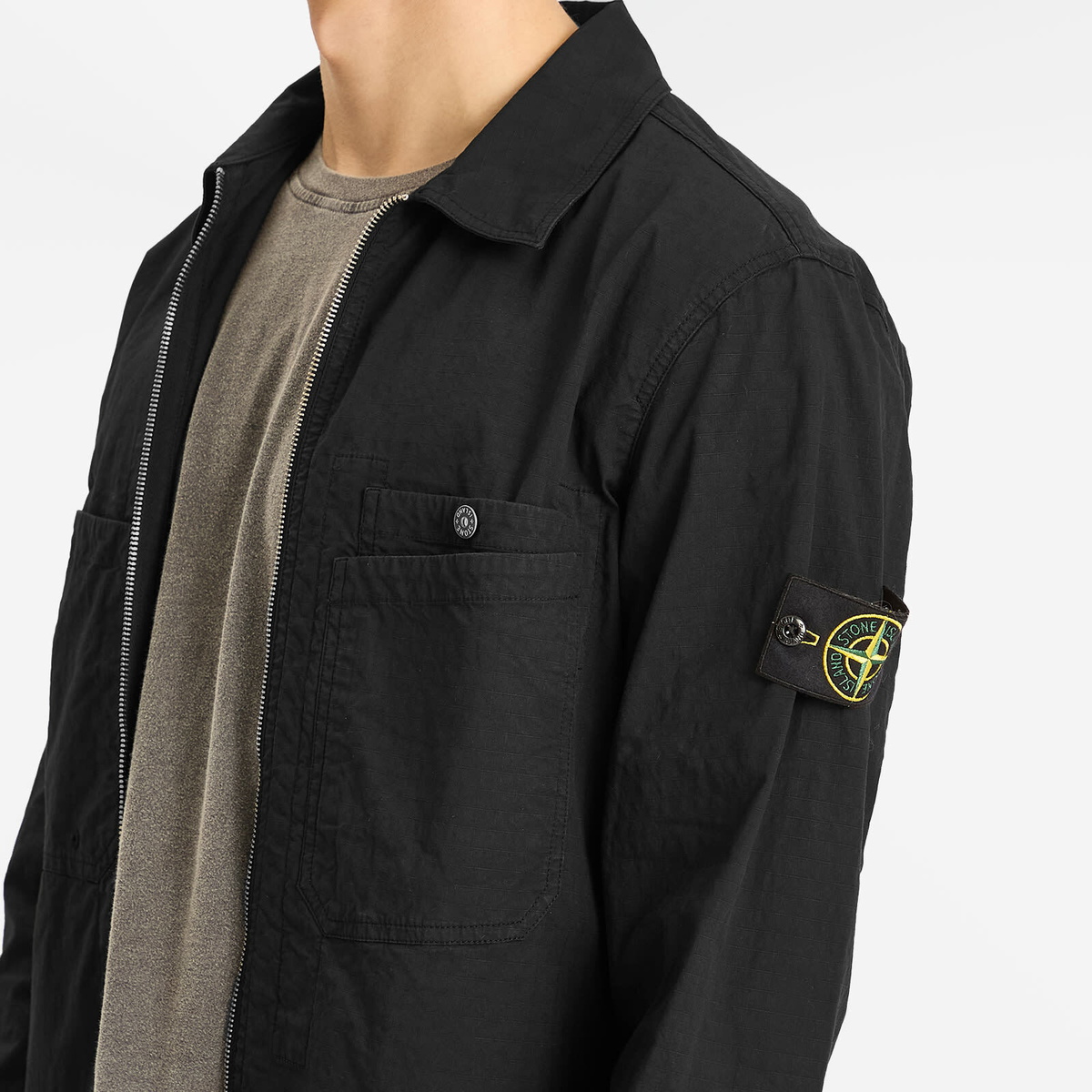 Stone Island Men's Mil-Spec Stretch Ripstop-TC Shirt Jacket in Black ...