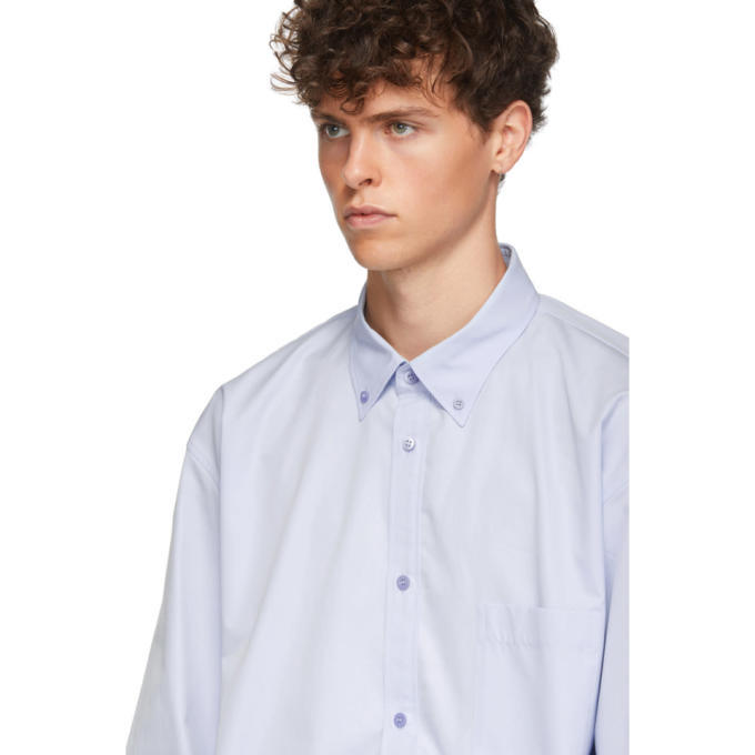 Balenciaga Blue Poplin Logo Shirt Balenciaga