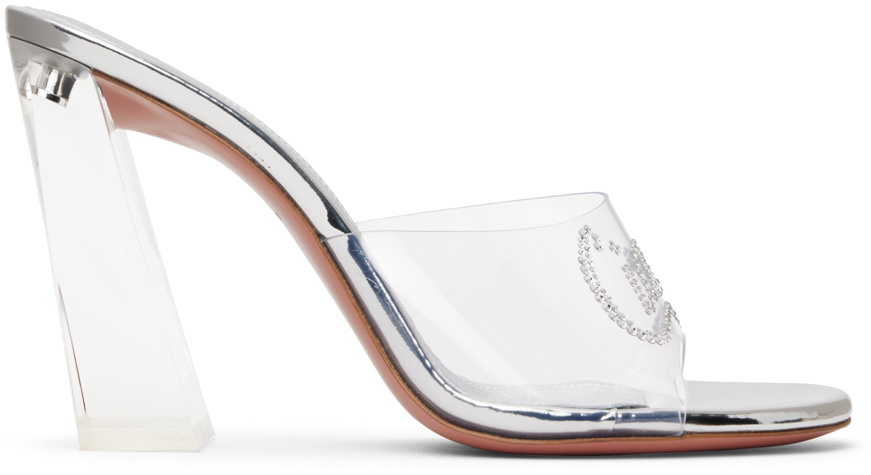 Amina Muaddi Transparent 'Bella' Glass Heeled Sandals Amina Muaddi