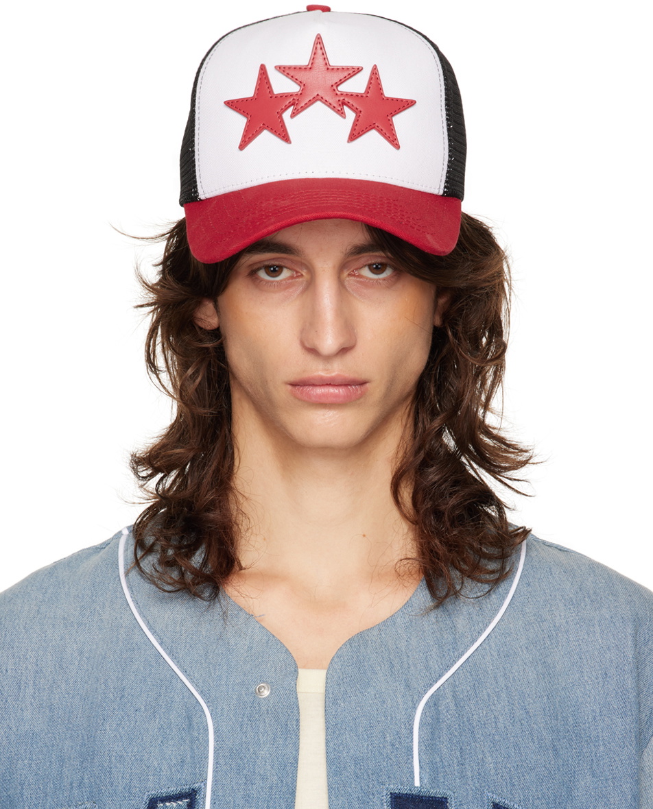AMIRI White & Red 3 Star Trucker Cap Amiri