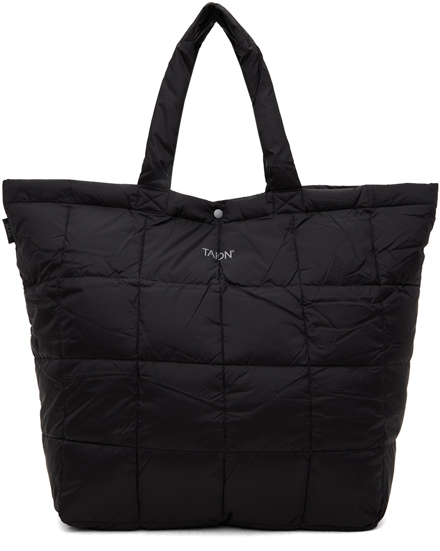 TAION Black Quilted Down Tote Taion Extra