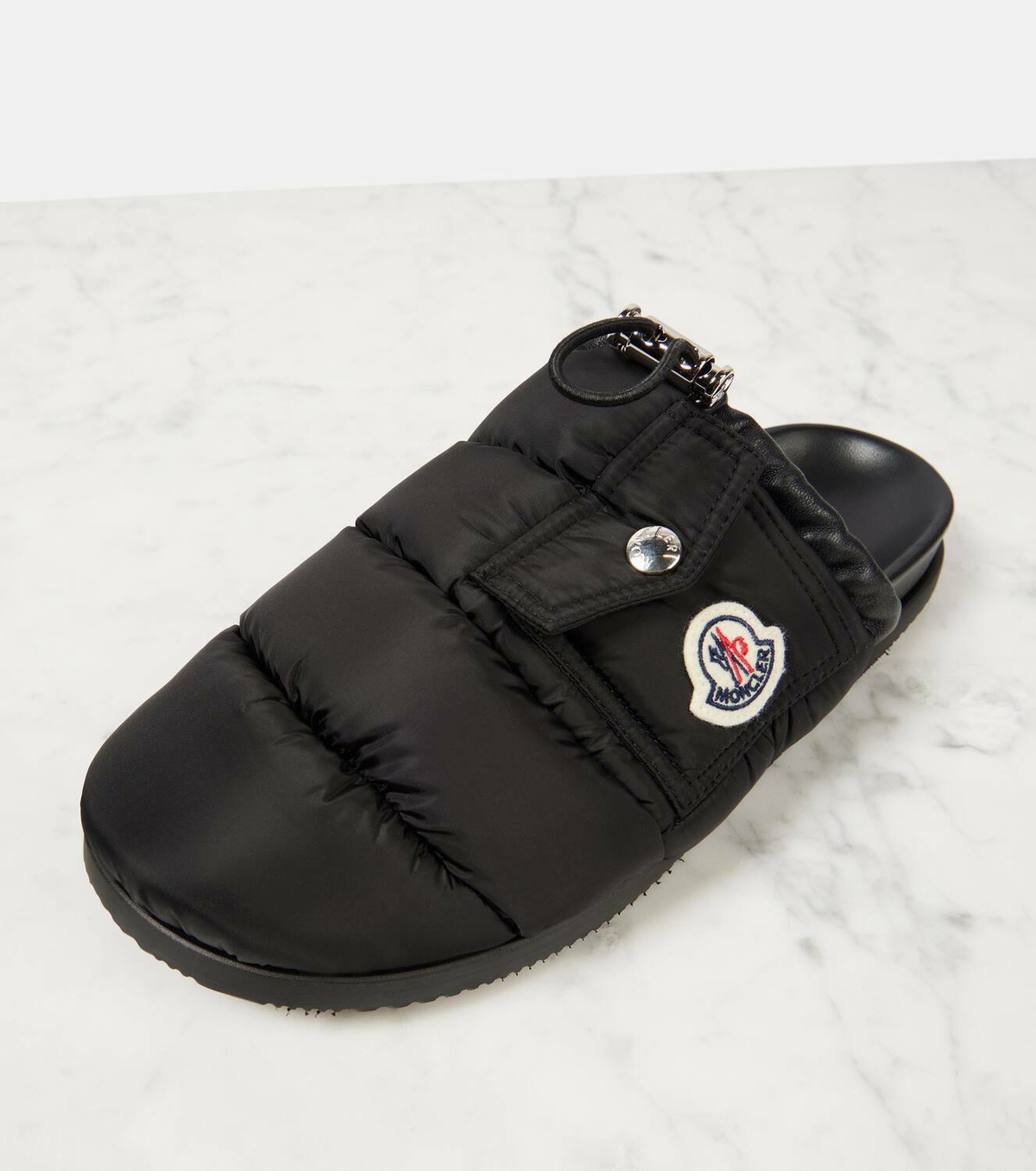 Moncler Mon Pocket leather-trimmed mules Moncler