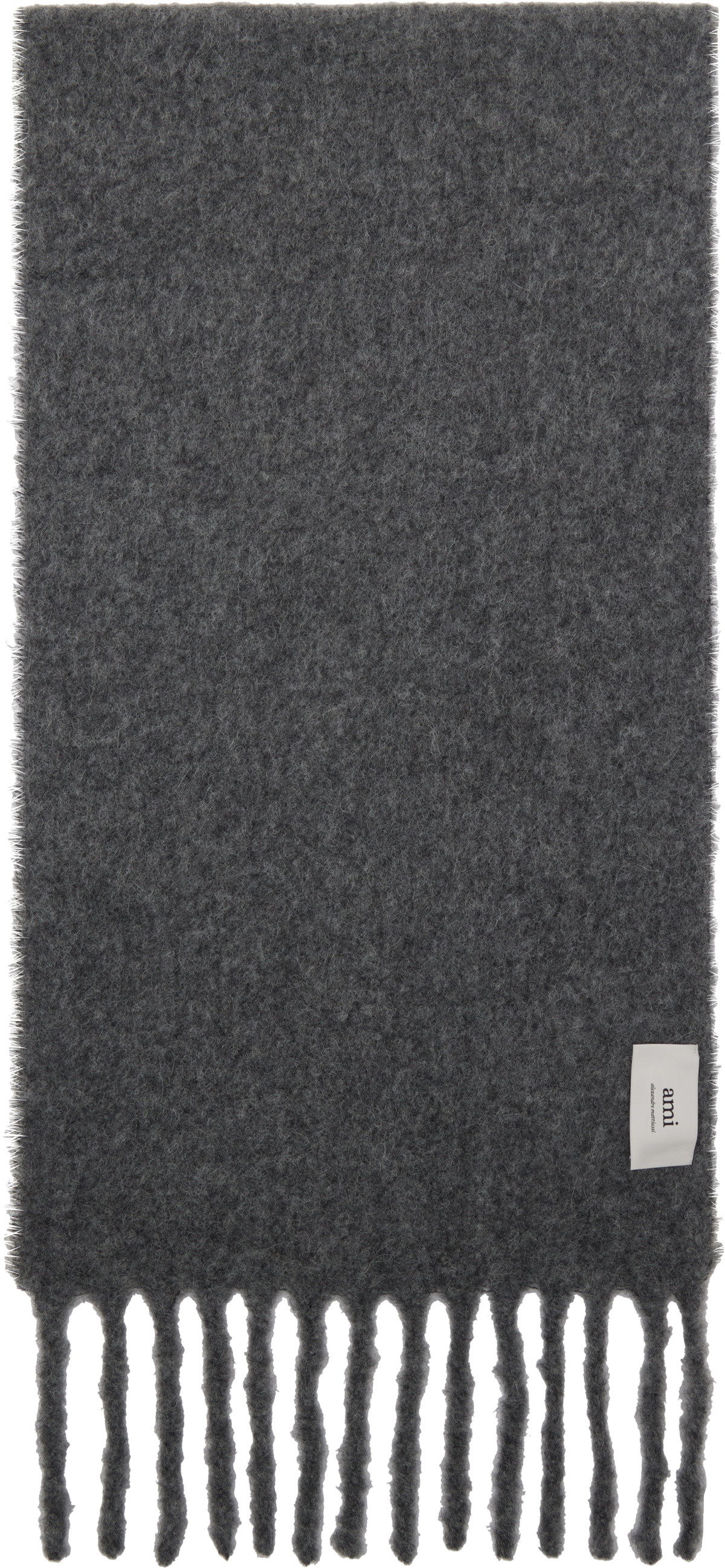 AMI Paris Gray Oversized Ami de Coeur Scarf AMI