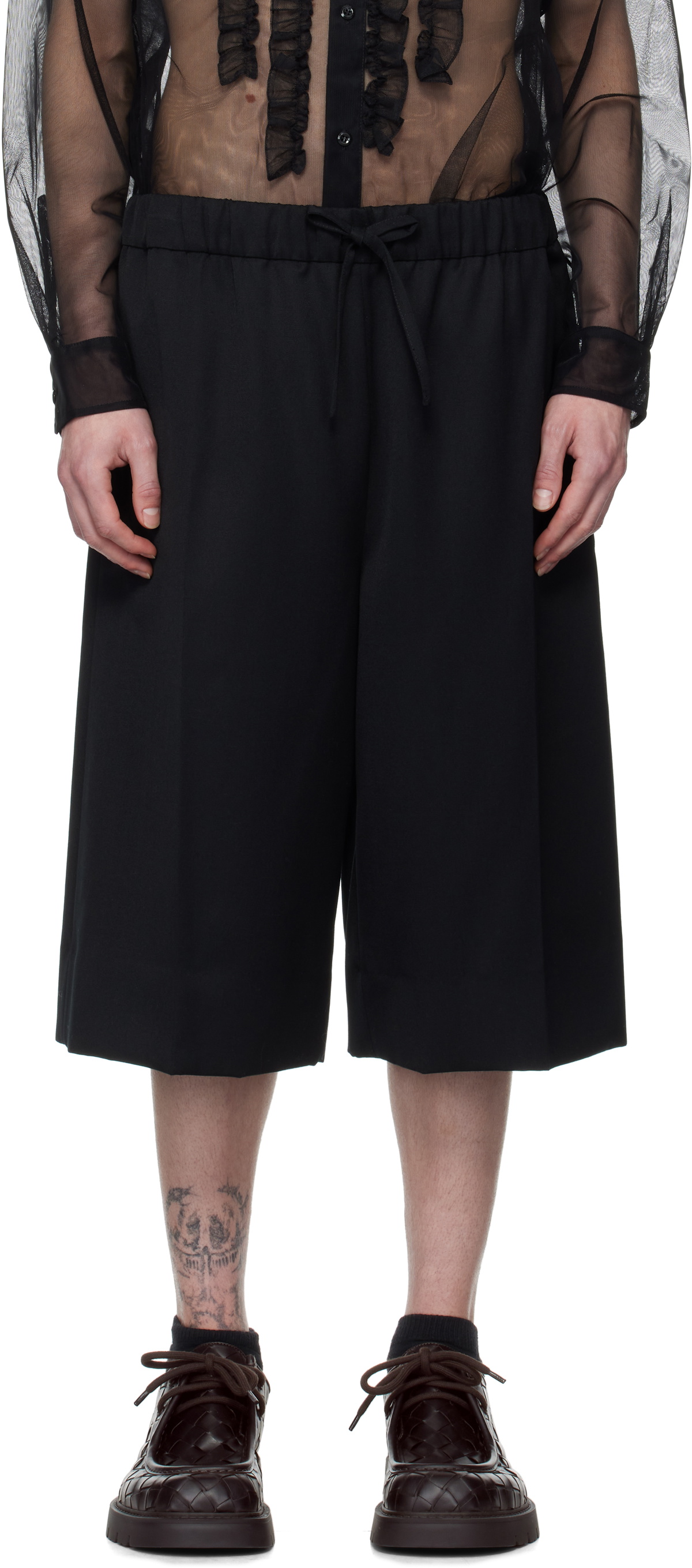 Simone Rocha Black Wide Leg Long Shorts Simone Rocha