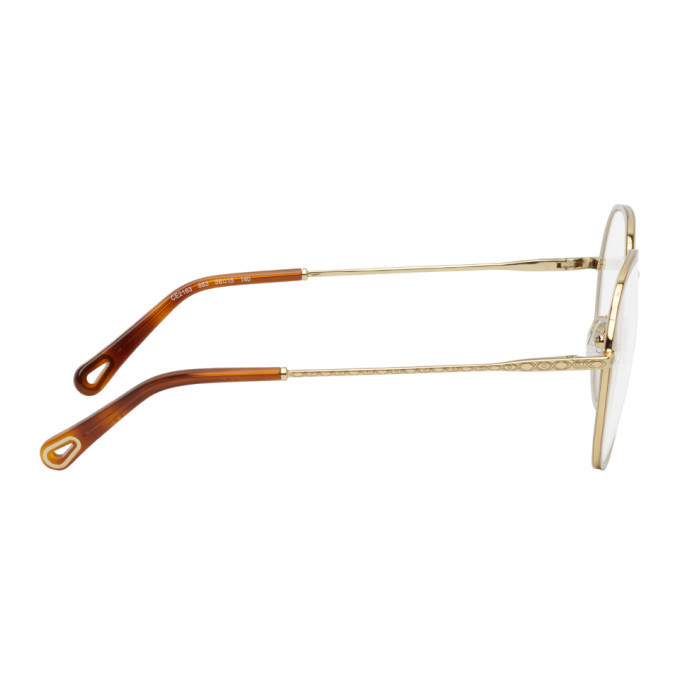 Chloe Gold and Off-White Metal Square Glasses Chloe