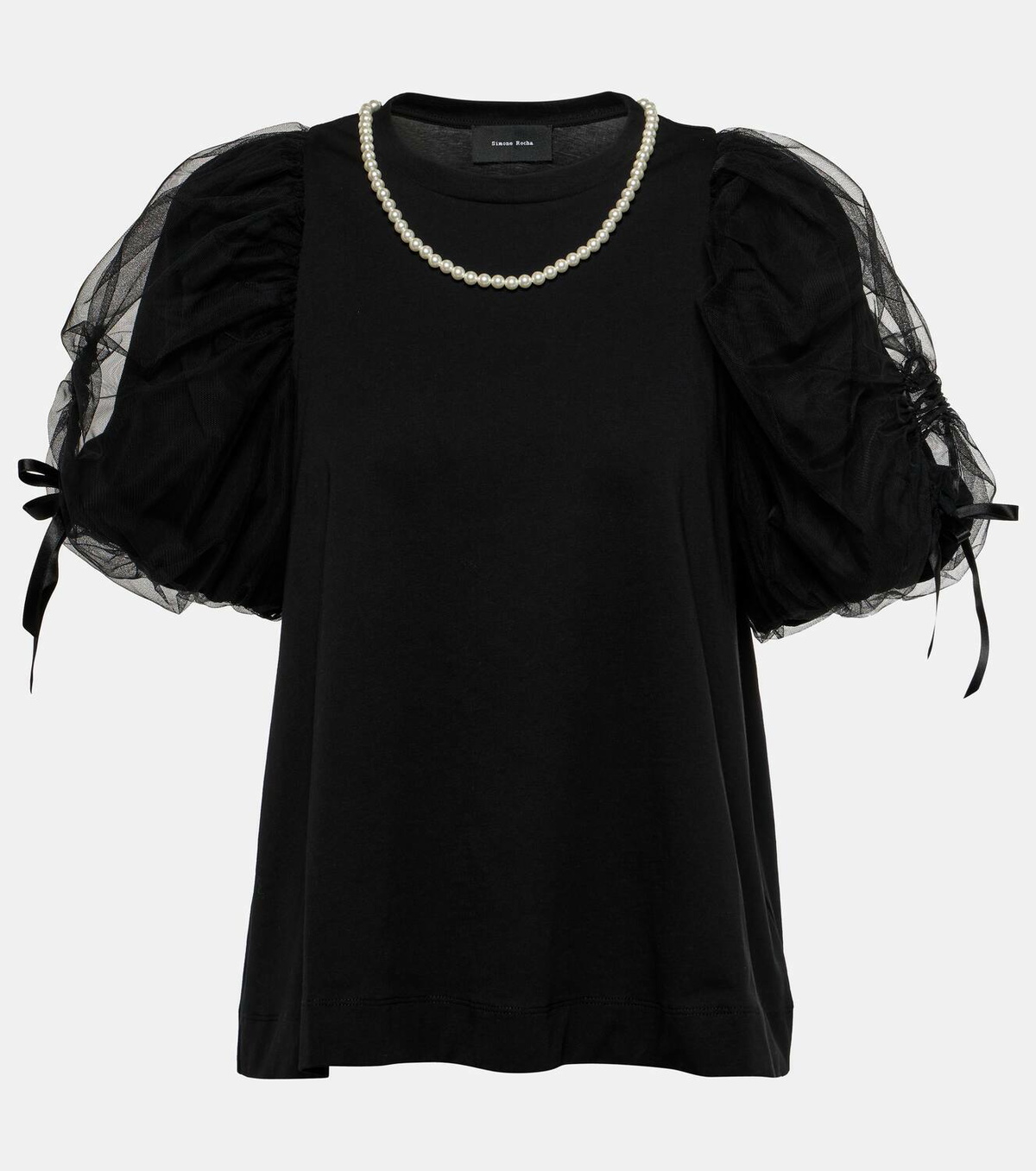 Simone Rocha Puff-sleeve jersey and tulle top Simone Rocha