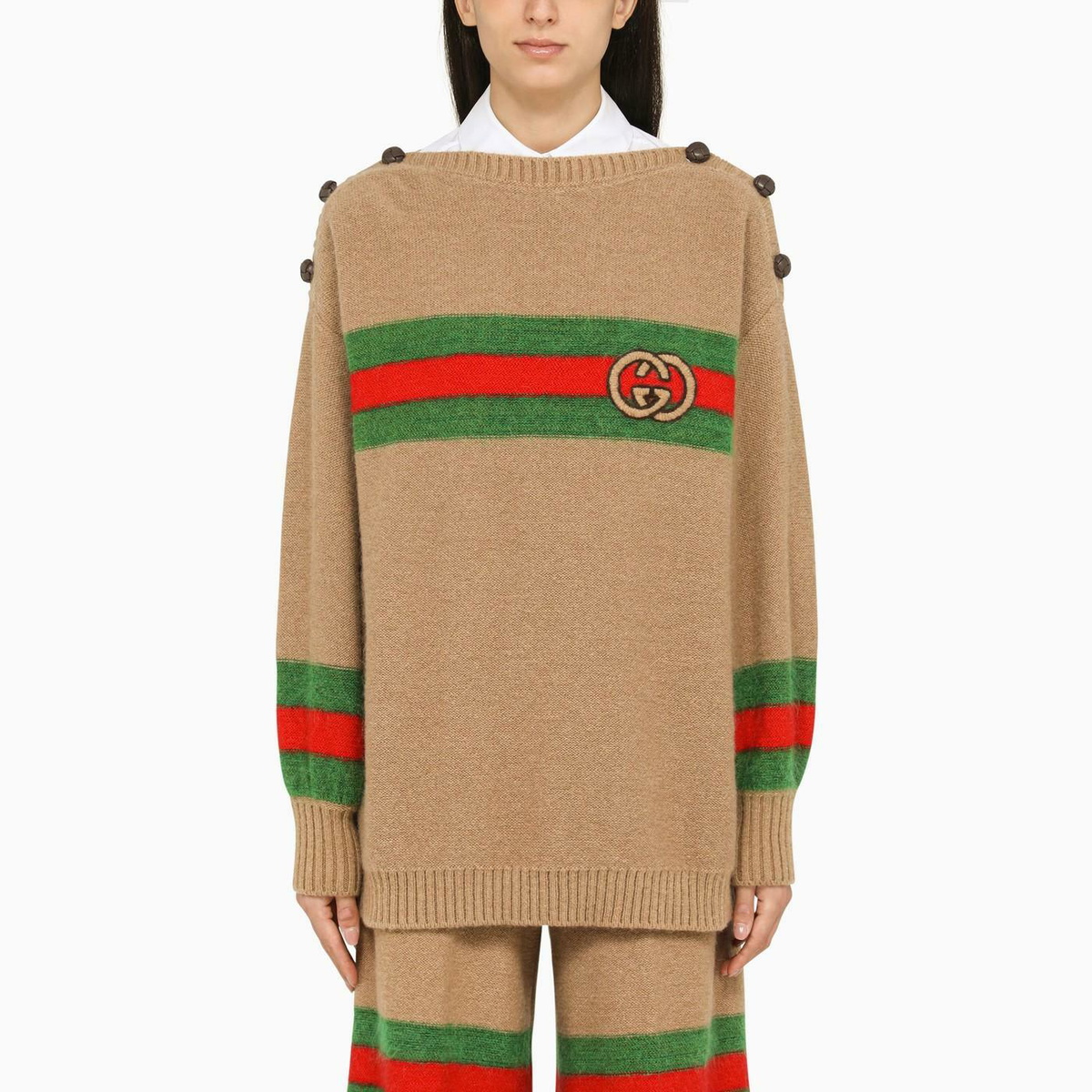 Gucci Camel Wool Crew-neck Sweater Gucci