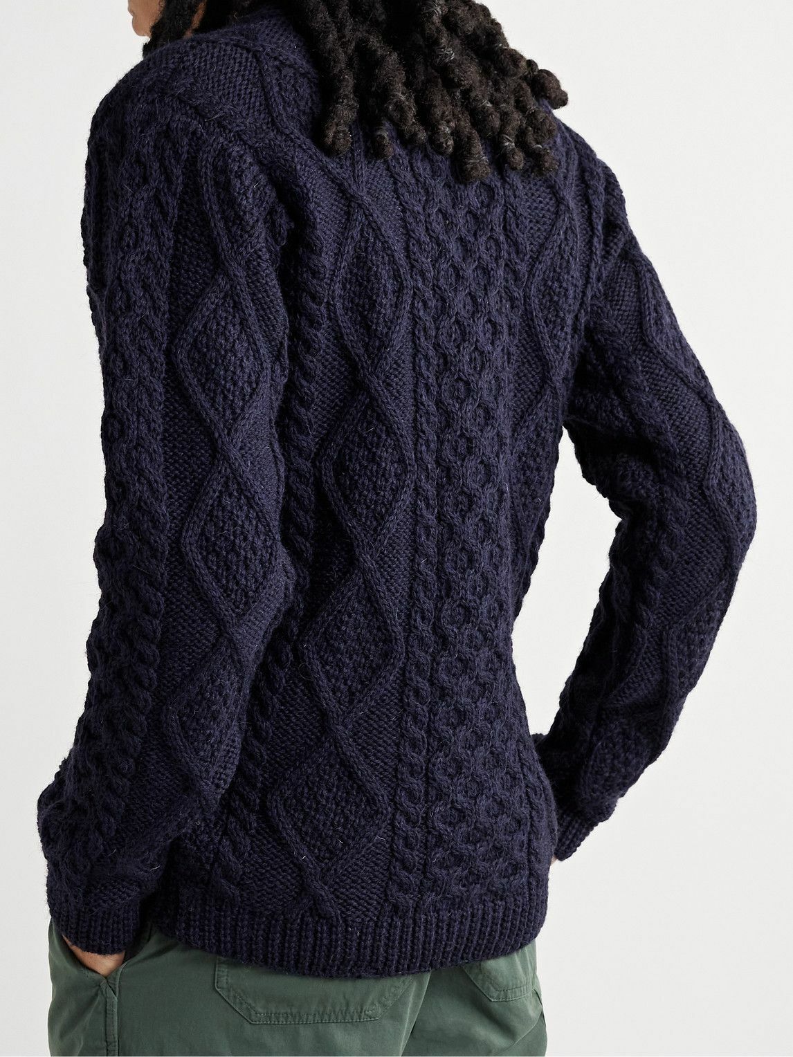 Howlin' - Blind Flowers Cable-Knit Wool Cardigan - Blue Howlin' by Morrison