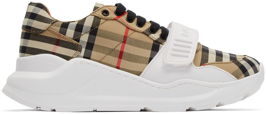 Burberry Beige Check Regis Sneakers Burberry