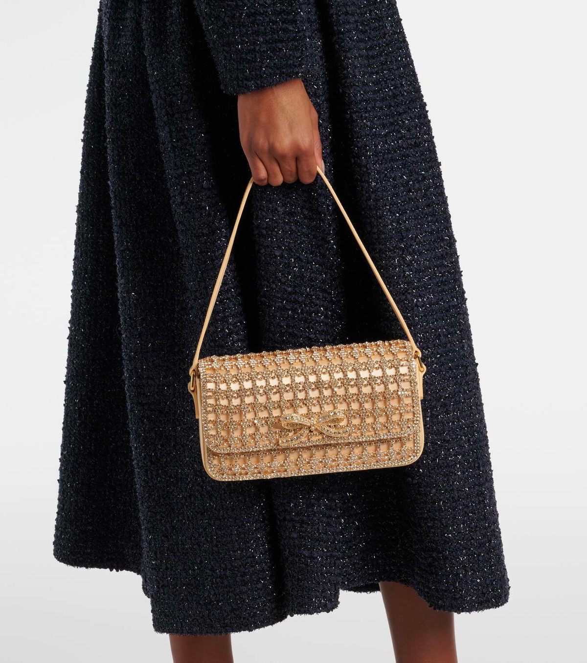 Self-Portrait Bow embellished chainmail shoulder bag Self-Portrait