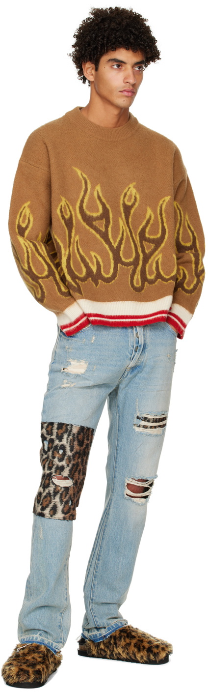 Palm Angels Brown Burning Sweater Palm Angels