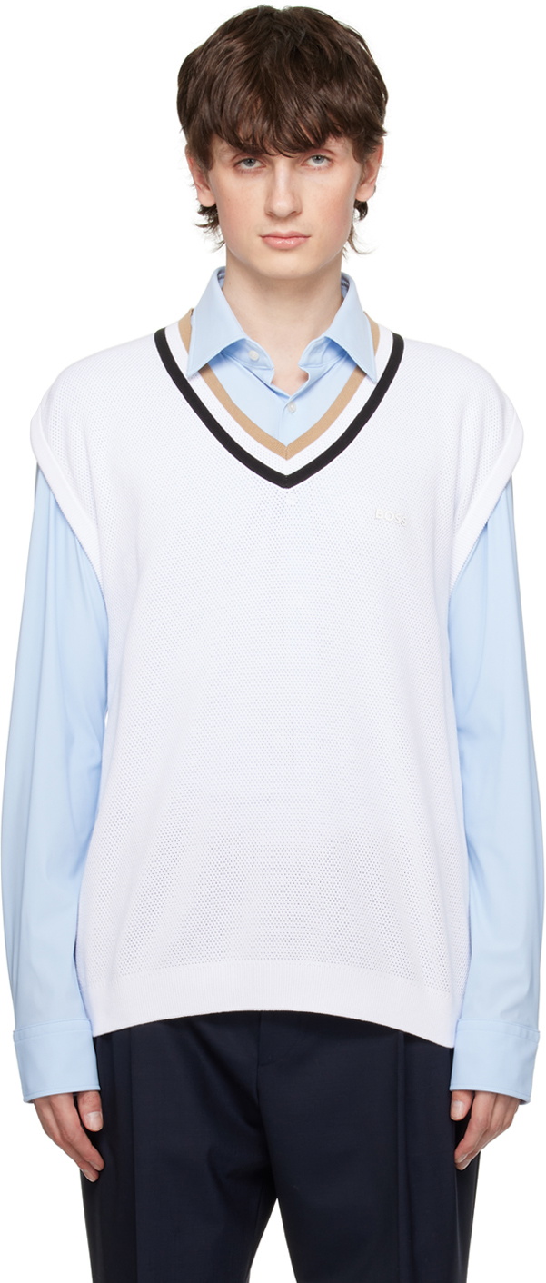 BOSS White Stripe Vest BOSS