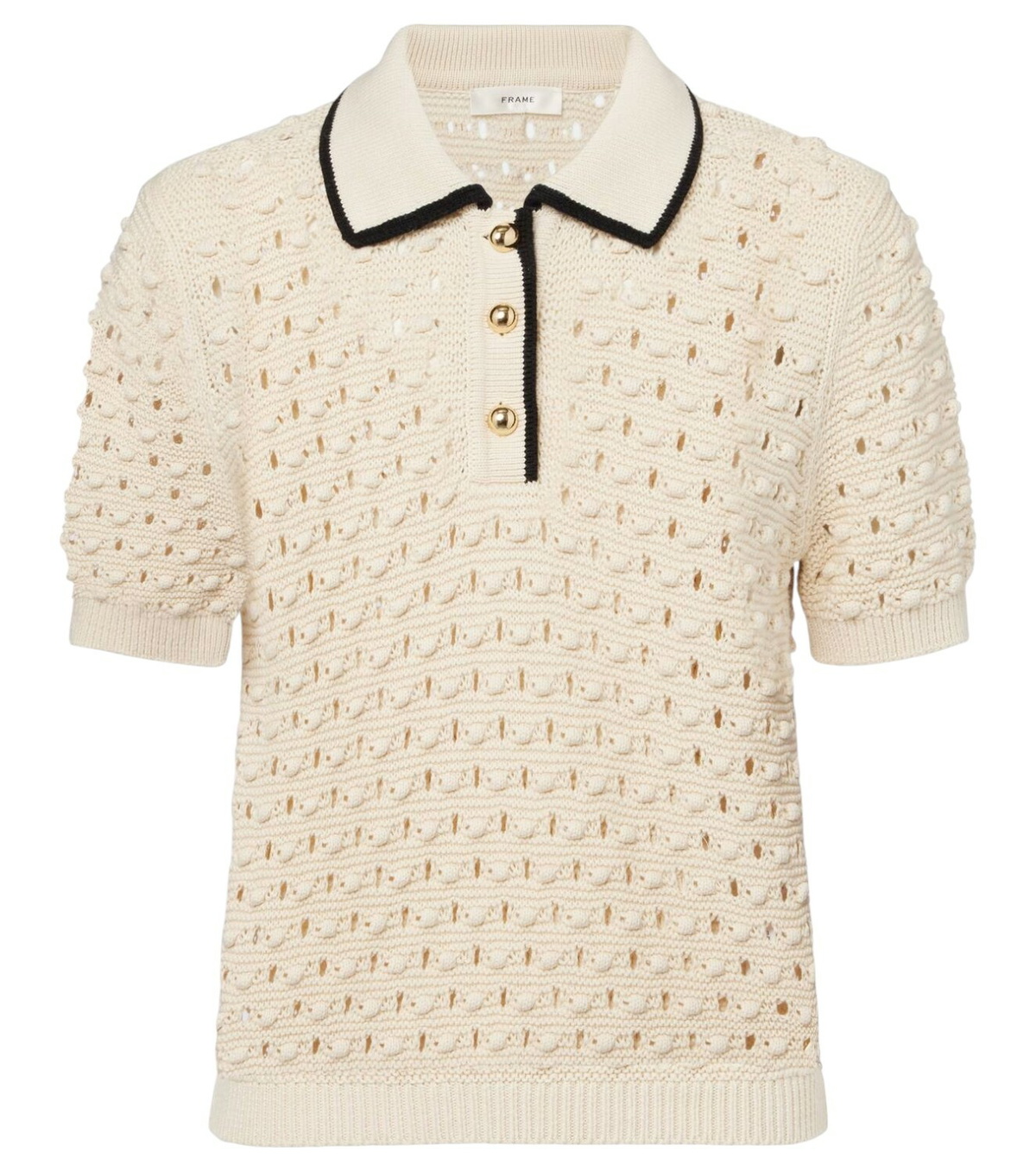 Frame Bauble pointelle cotton polo shirt Frame Denim