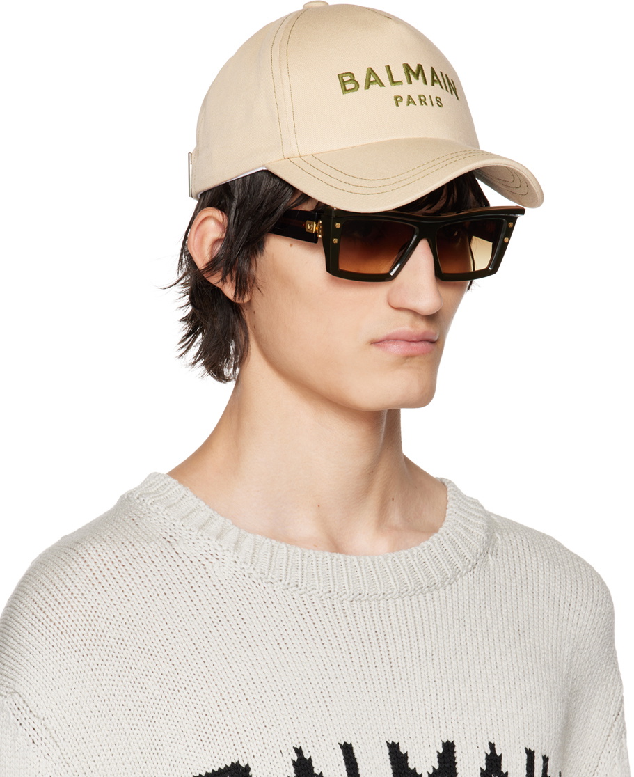 Balmain Beige Embroidered Cap Balmain