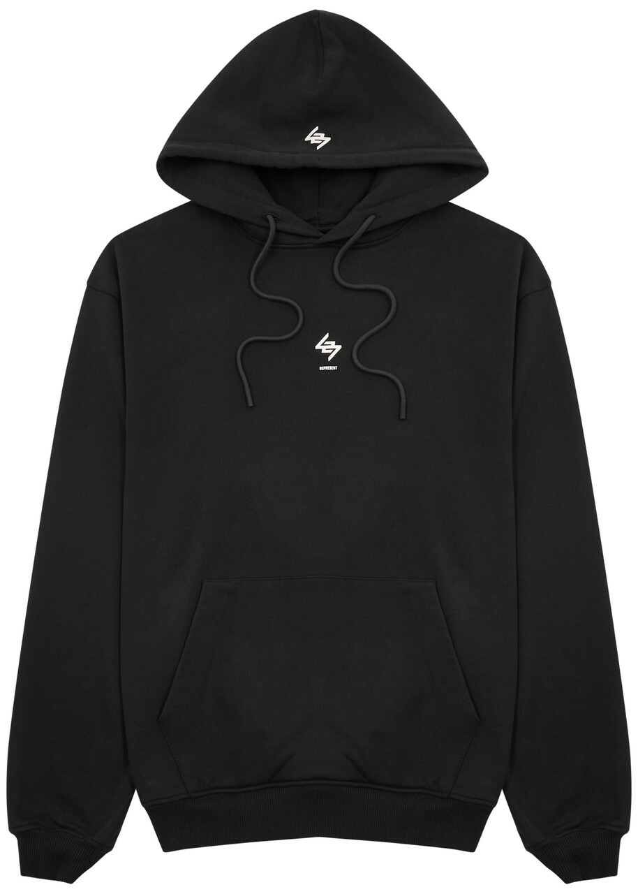 Represent 247 Printed Hooded Cotton Sweatshirt Black Represent