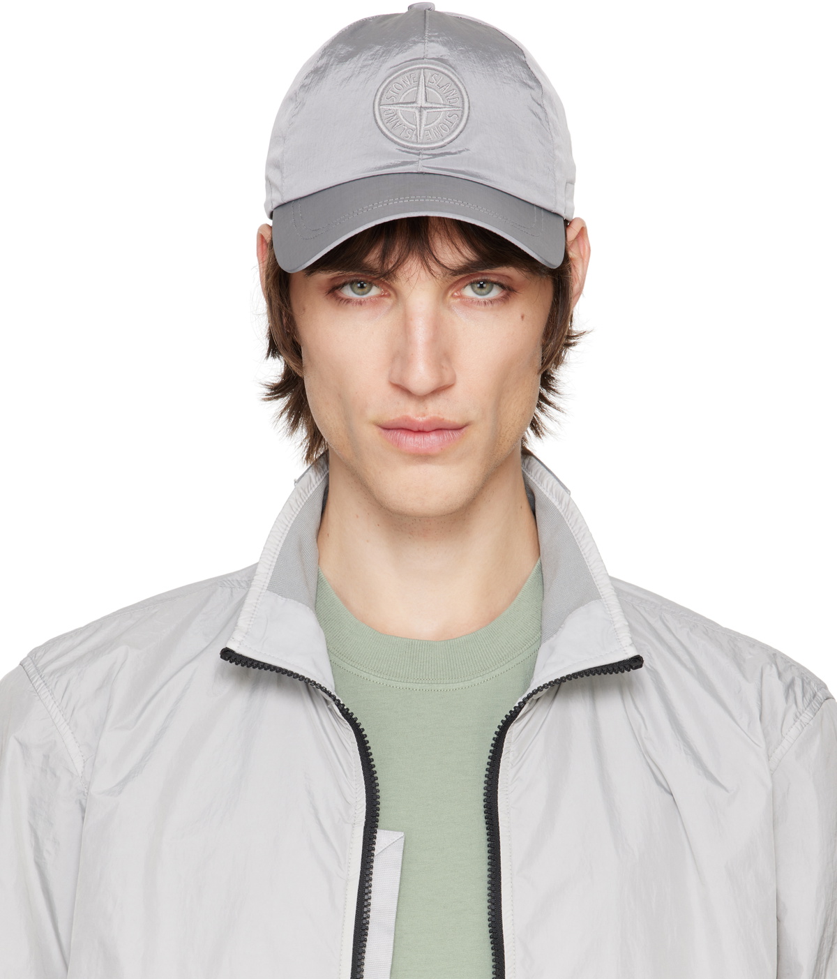 Stone Island Gray Nylon Metal ECONYL Cap Stone Island