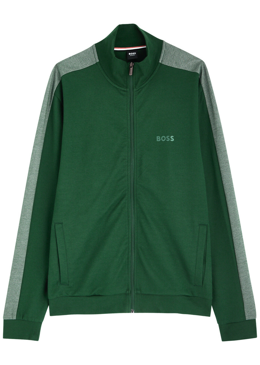 Boss Logo-print Cotton-blend Track Jacket Green BOSS