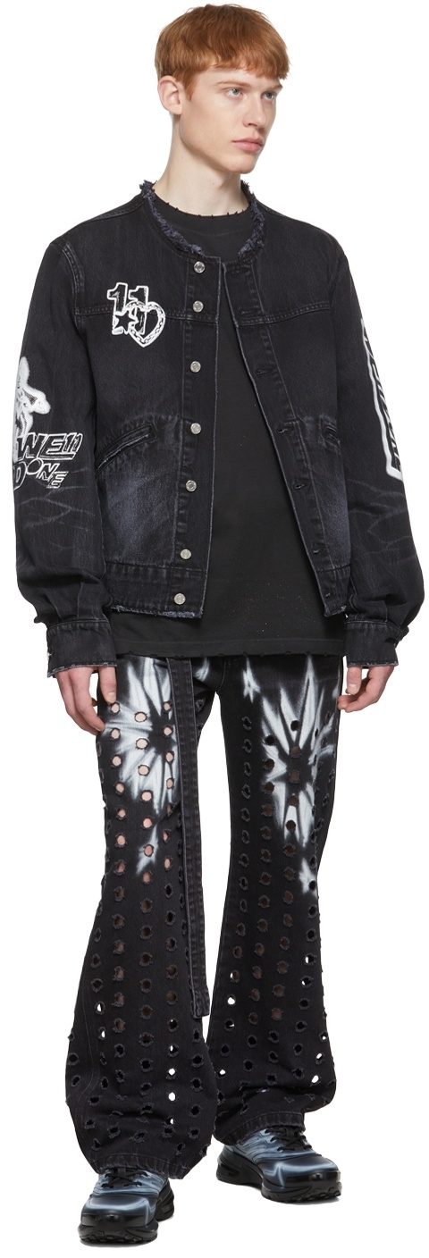 We11done Black Faded Denim Jacket We11done