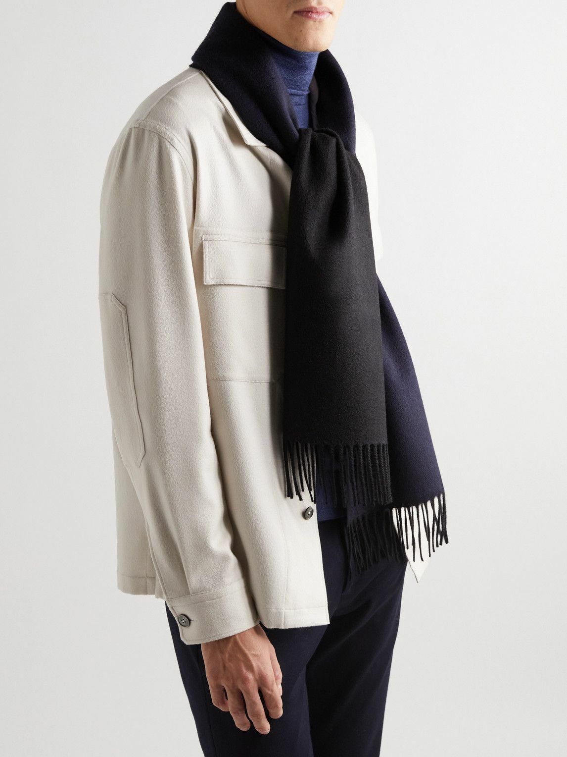 TOM FORD - Logo-Embroidered Fringed Cashmere Scarf TOM FORD