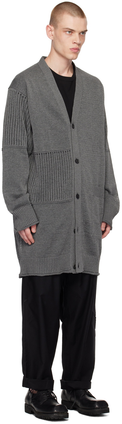 Yohji Yamamoto Gray Two-Pattern Cardigan Yohji Yamamoto