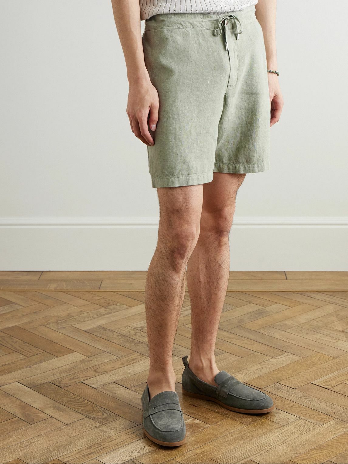 Mr P. - Straight-Leg Garment-Dyed Linen Drawstring Bermuda Shorts ...