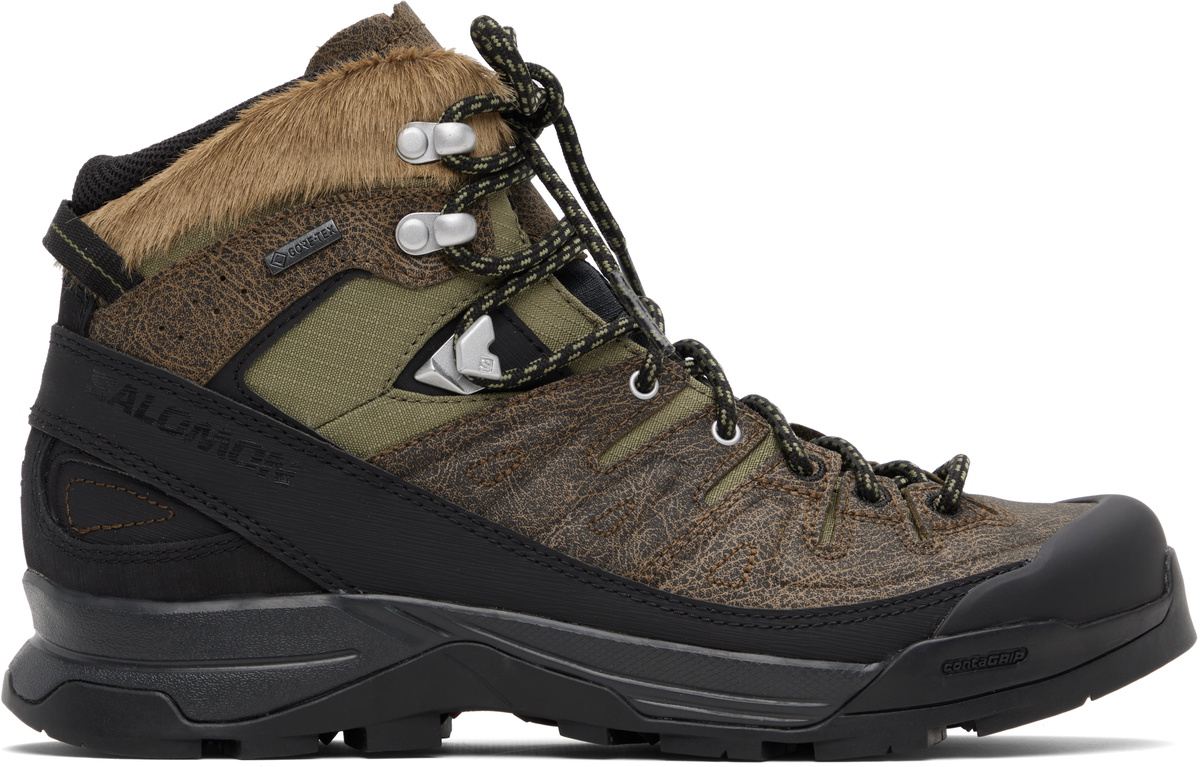 Salomon Khaki X-ALP Mid Distressed Leather GORE-TEX Boots Salomon