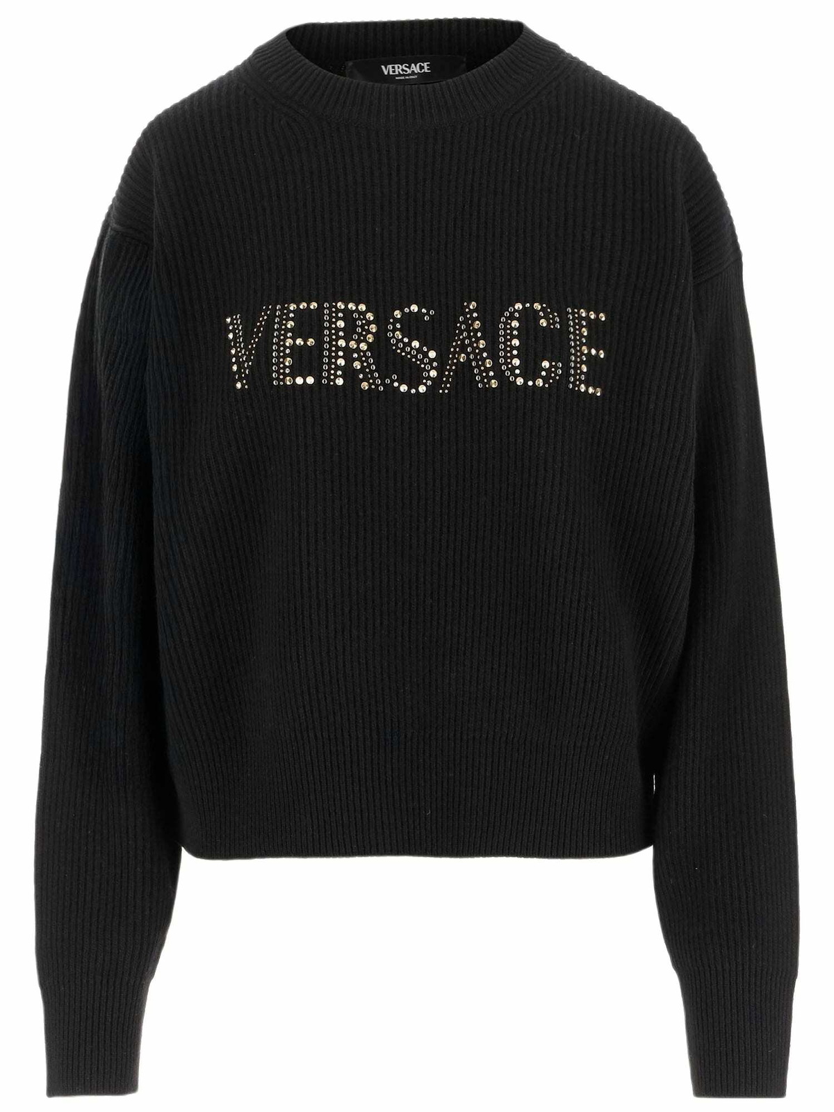 Versace Ribbed Wool Sweater With Studs Versace