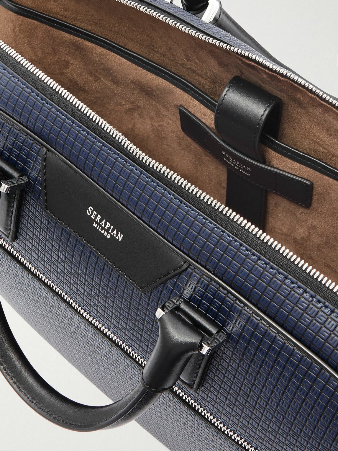 Serapian - Stepan Logo-Debossed Leather-Trimmed Coated-Canvas Briefcase ...