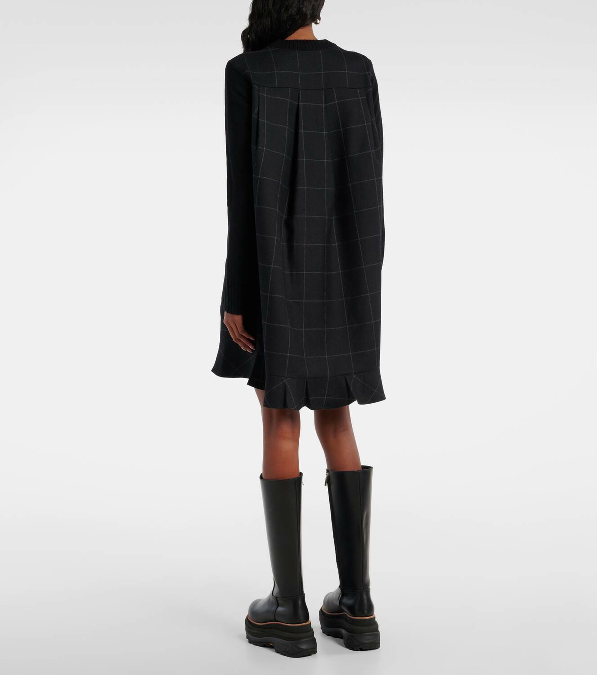 Sacai Windowpane checked wool minidress Sacai