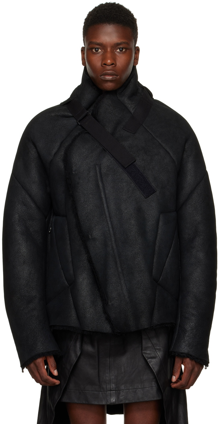 Julius Black Harness Shearling Jacket Julius