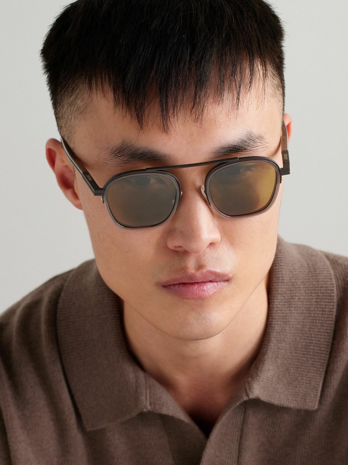 Zegna - Aviator-Style Metal and Acetate Sunglasses Zegna