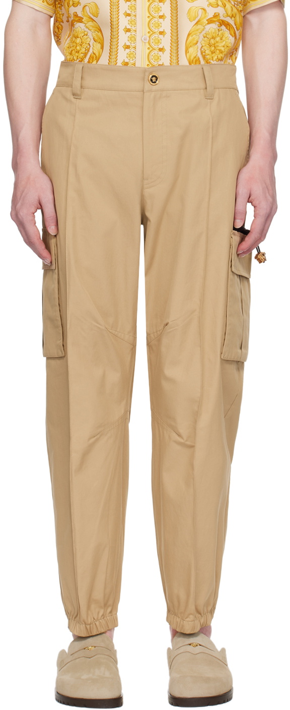 Versace Beige Pinched Seam Cargo Pants Versace