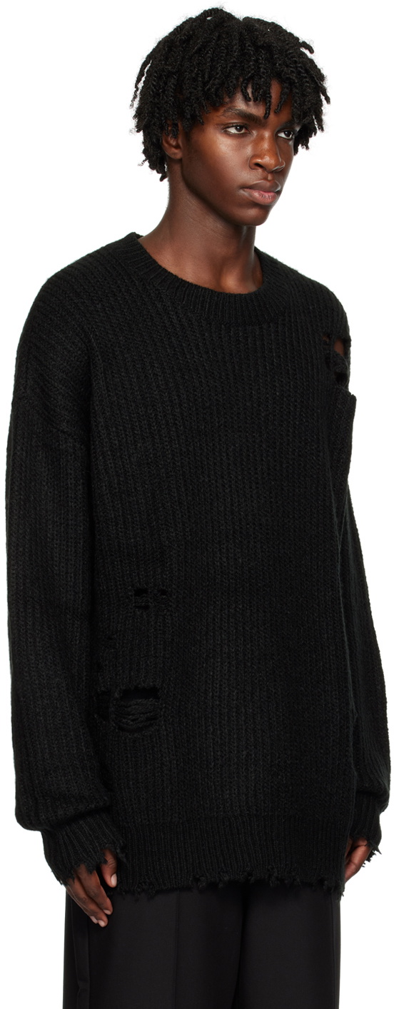 Izzue Black Distressed Sweater Izzue
