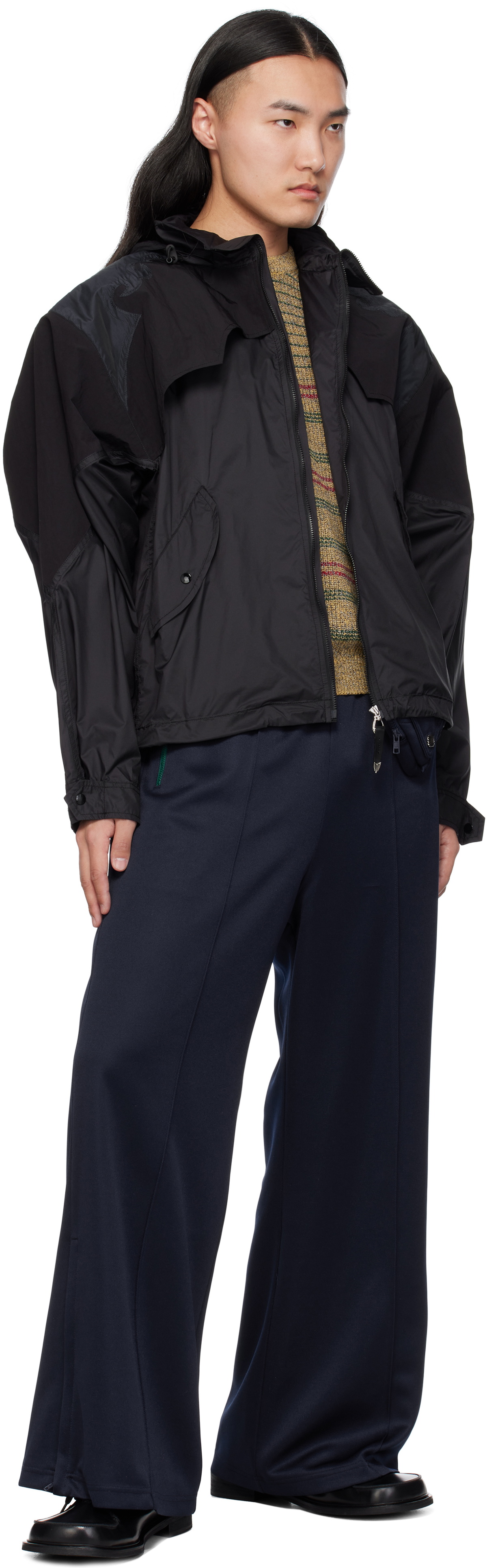 Toga Virilis Navy Polyester Track Pants Toga Virilis