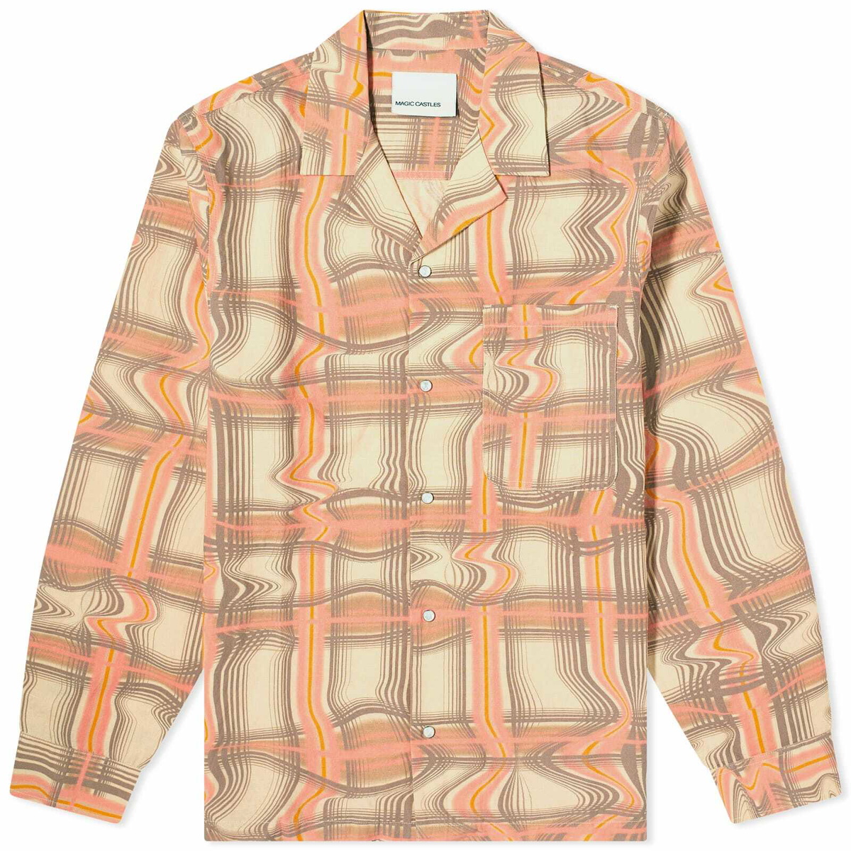Magic Castles Men's Long Sleeve Wave Shirt in Warped Check Print Magic ...