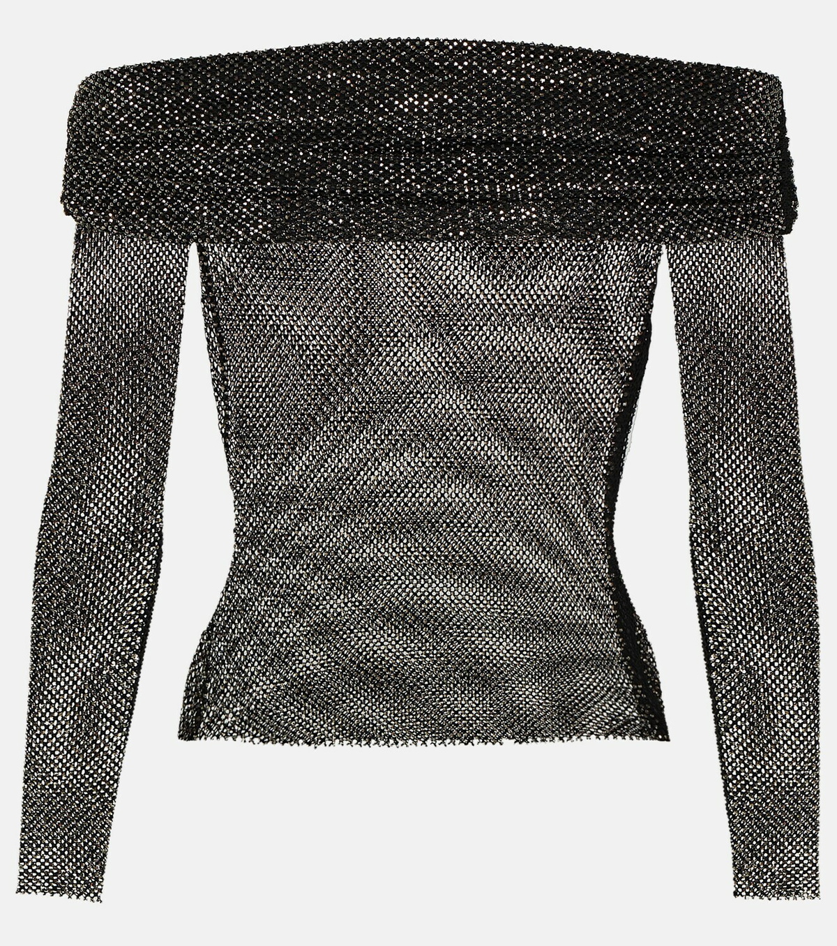 Self-Portrait Off-shoulder fishnet top Self-Portrait