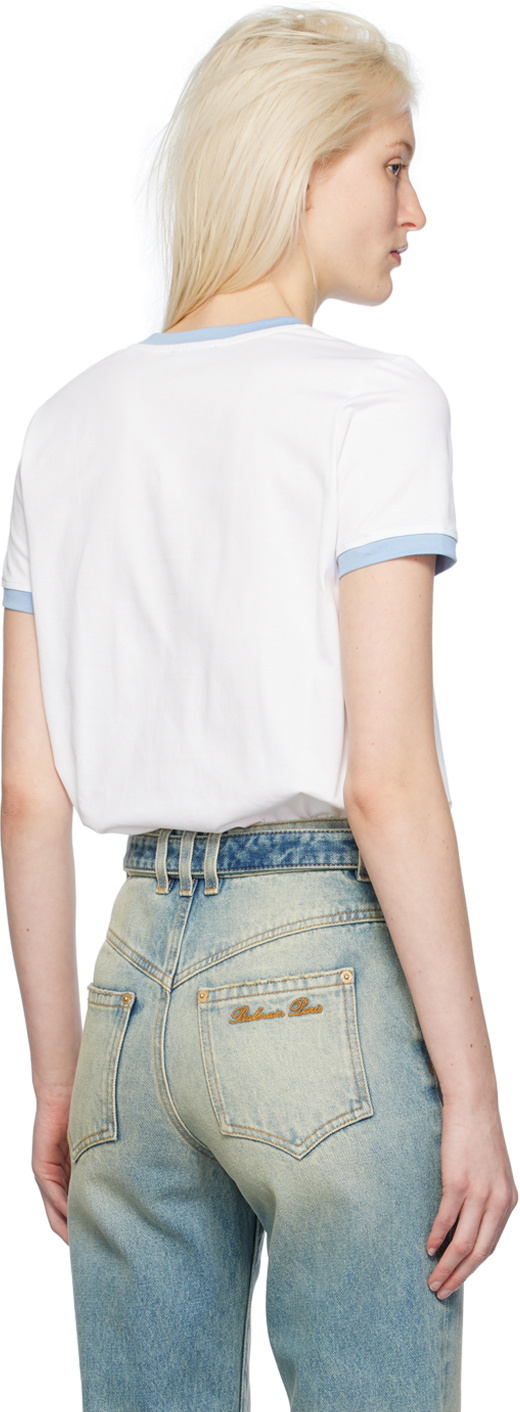 Balmain White Three-Button T-Shirt Balmain